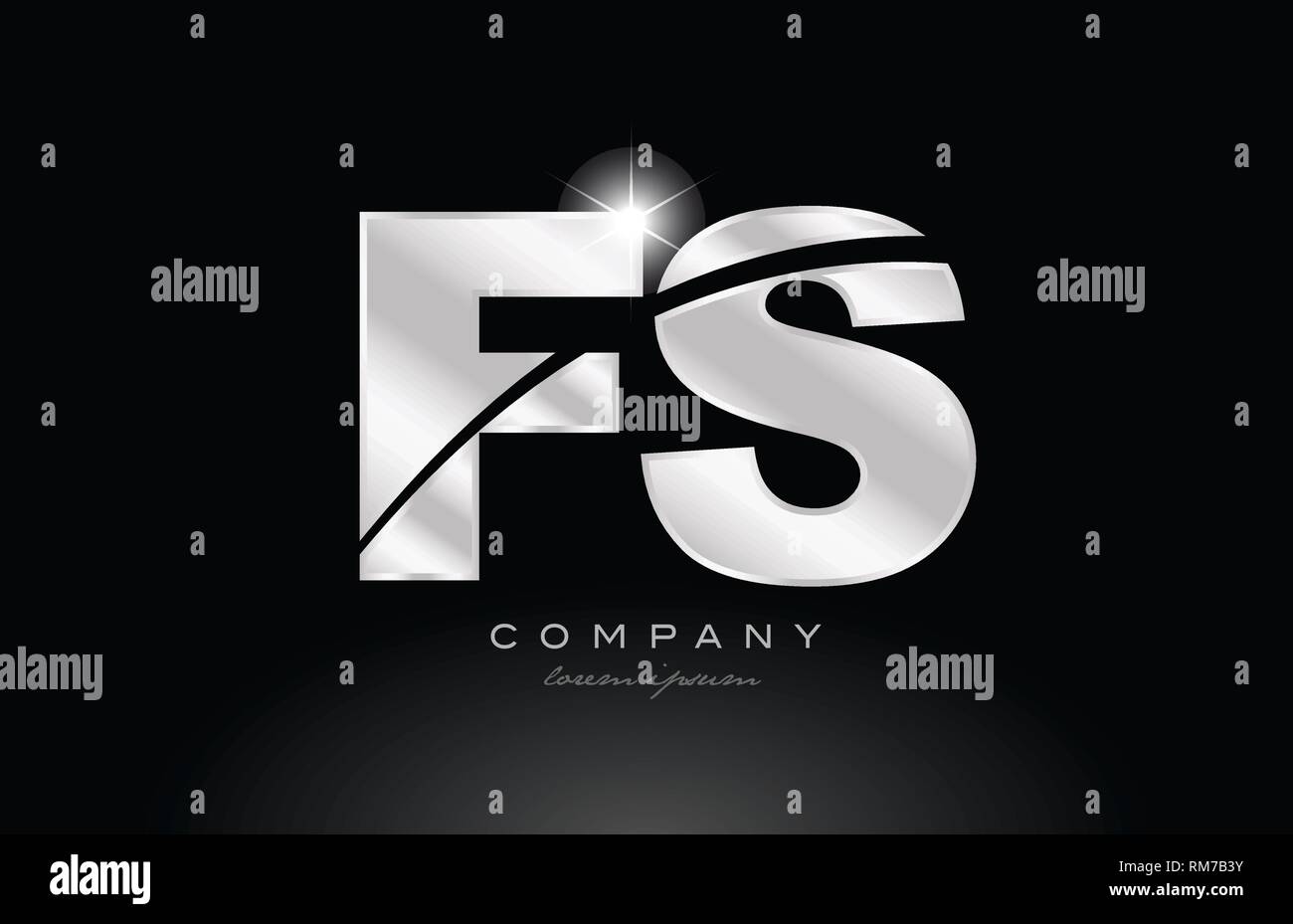 silver letter fs f s metal combination alphabet logo icon design with ...