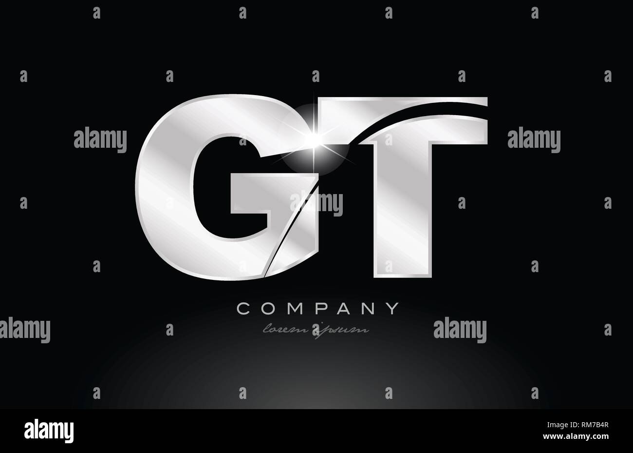 silver letter gt g t metal combination alphabet logo icon design with ...