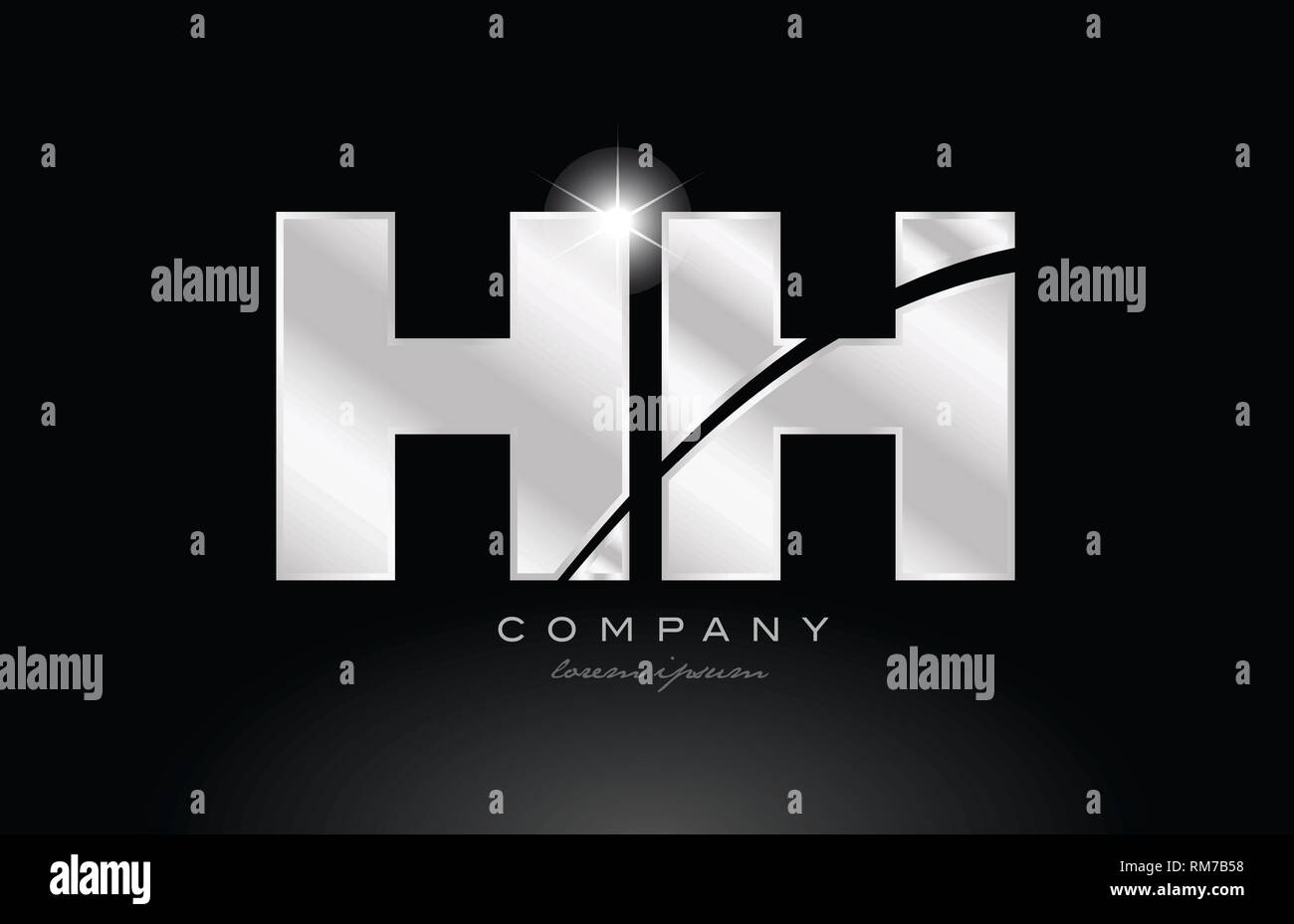 silver letter hh h h metal combination alphabet logo icon design with ...