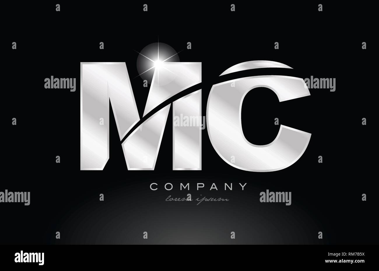 silver letter mc m c metal combination alphabet logo icon design with ...