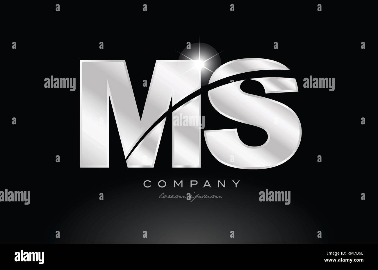 silver letter ms m s metal combination alphabet logo icon design with ...