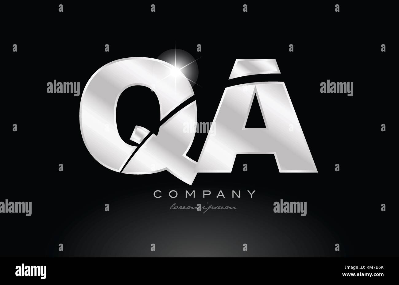 silver letter qa q a metal combination alphabet logo icon design with ...