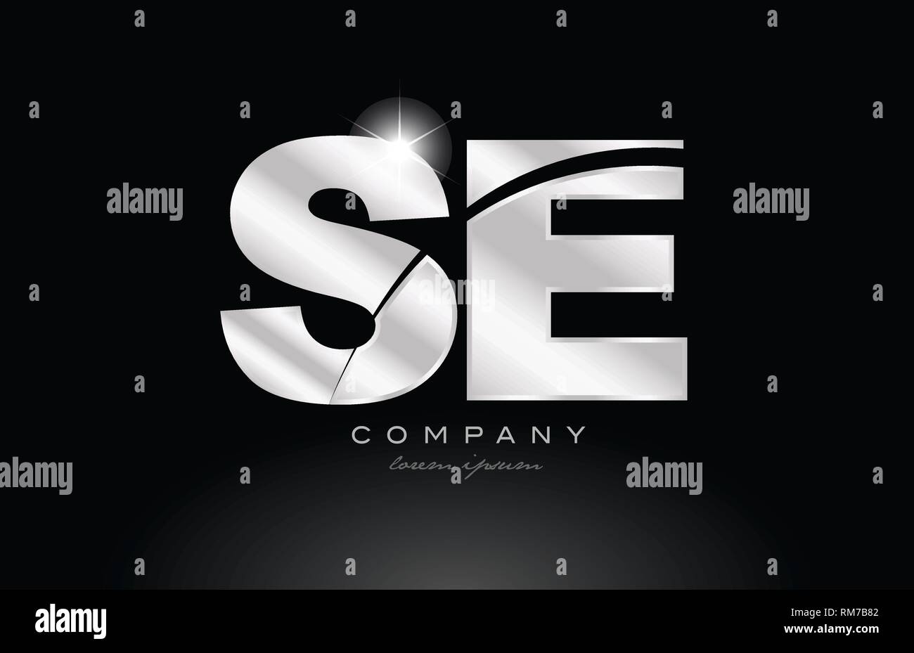 silver letter se s e metal combination alphabet logo icon design with ...