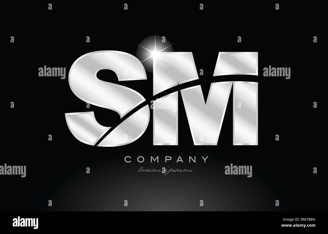 silver letter sm s m metal combination alphabet logo icon design with ...