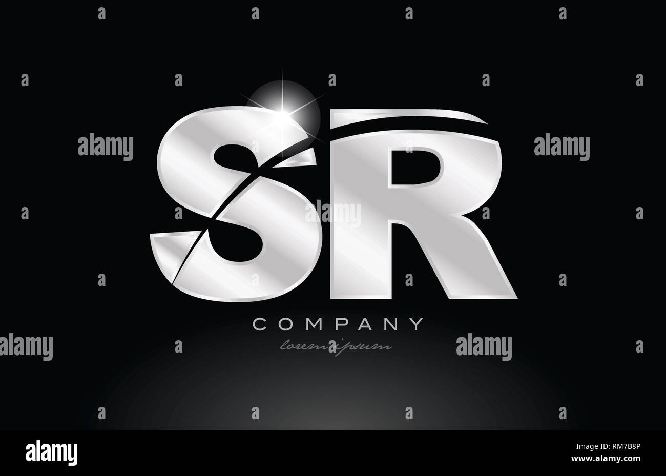 silver letter sr s r metal combination alphabet logo icon design with ...