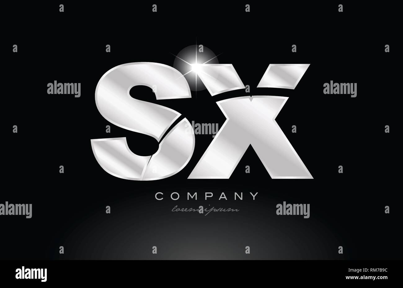 silver letter sx s x metal combination alphabet logo icon design with ...