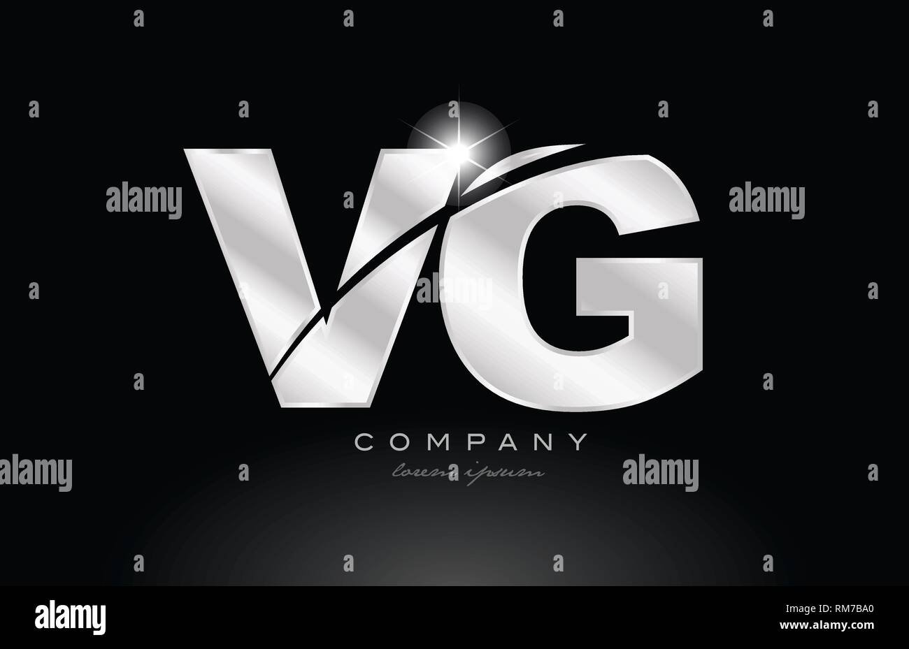 silver letter vg v g metal combination alphabet logo icon design with ...
