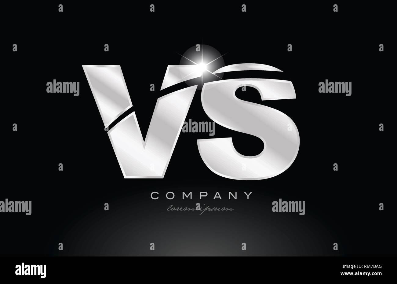 silver letter vs v s metal combination alphabet logo icon design with ...