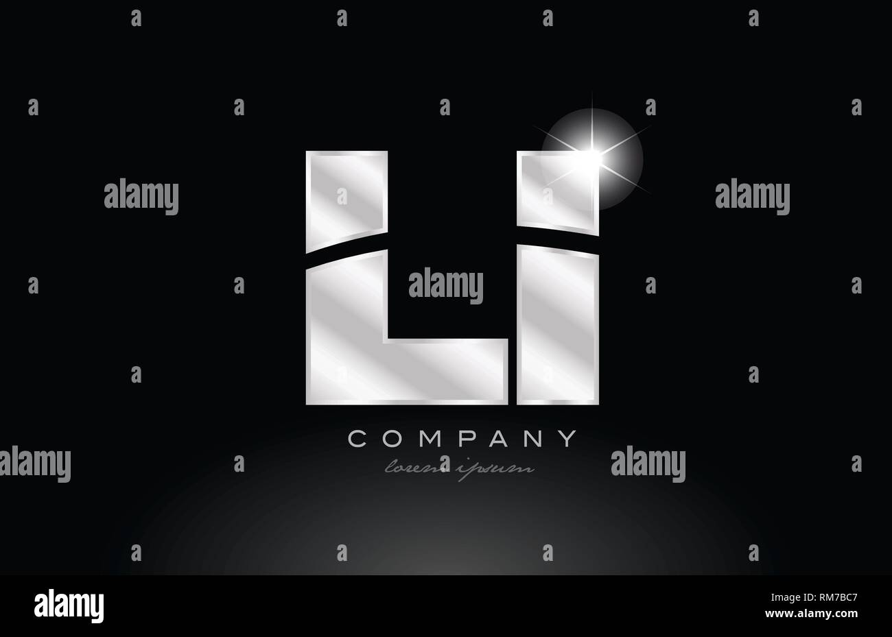 silver letter li l i metal combination alphabet logo icon design with ...
