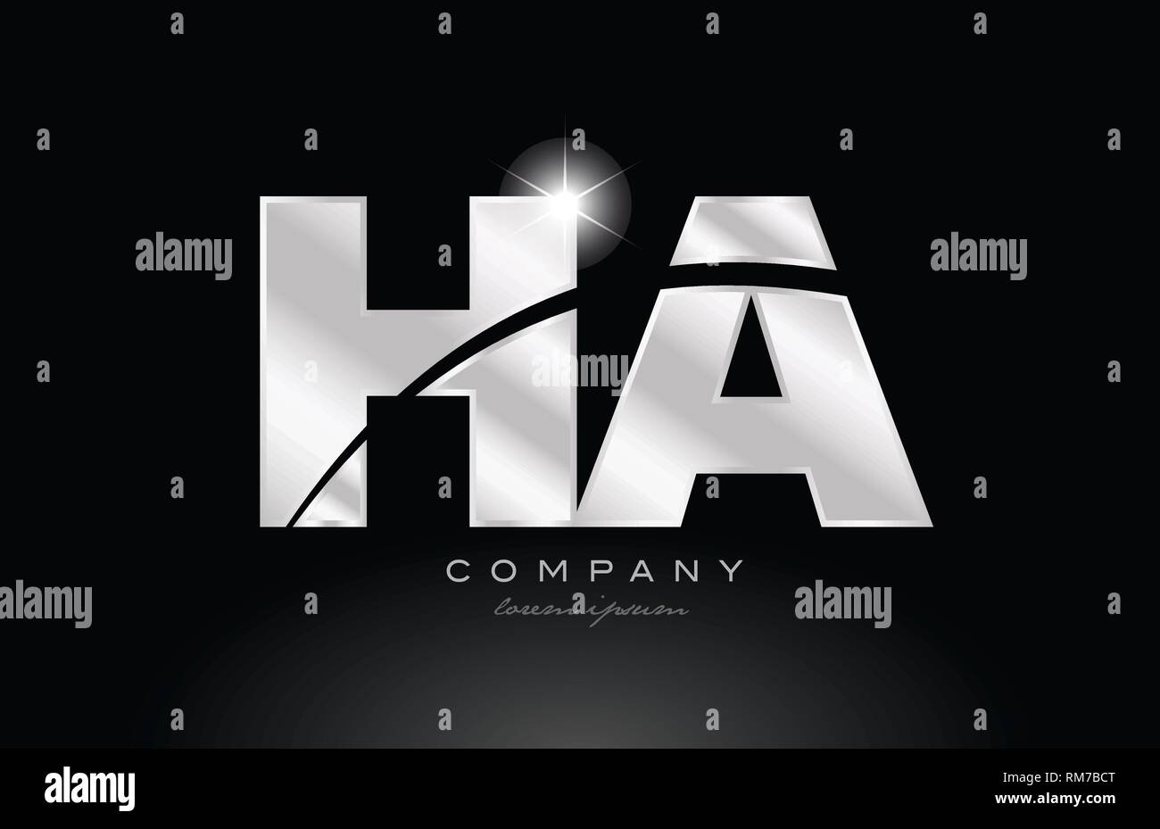 silver letter ha h a metal combination alphabet logo icon design with ...