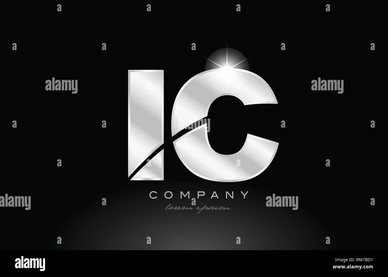 silver letter ic i c metal combination alphabet logo icon design with ...