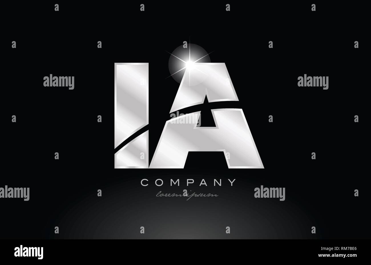 silver letter ia i a metal combination alphabet logo icon design with ...