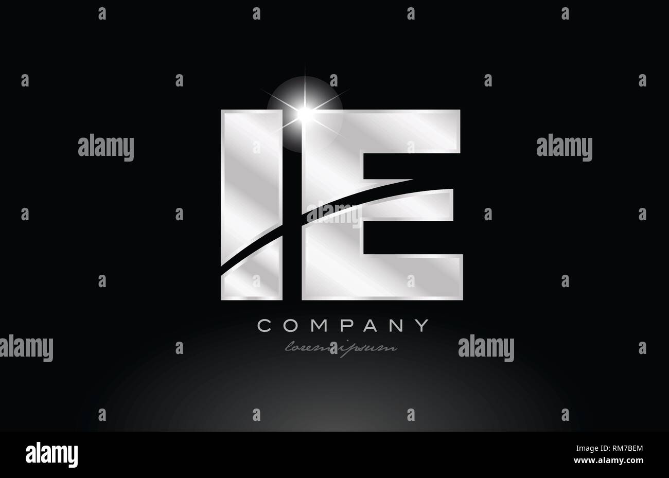 silver letter ie i e metal combination alphabet logo icon design with ...