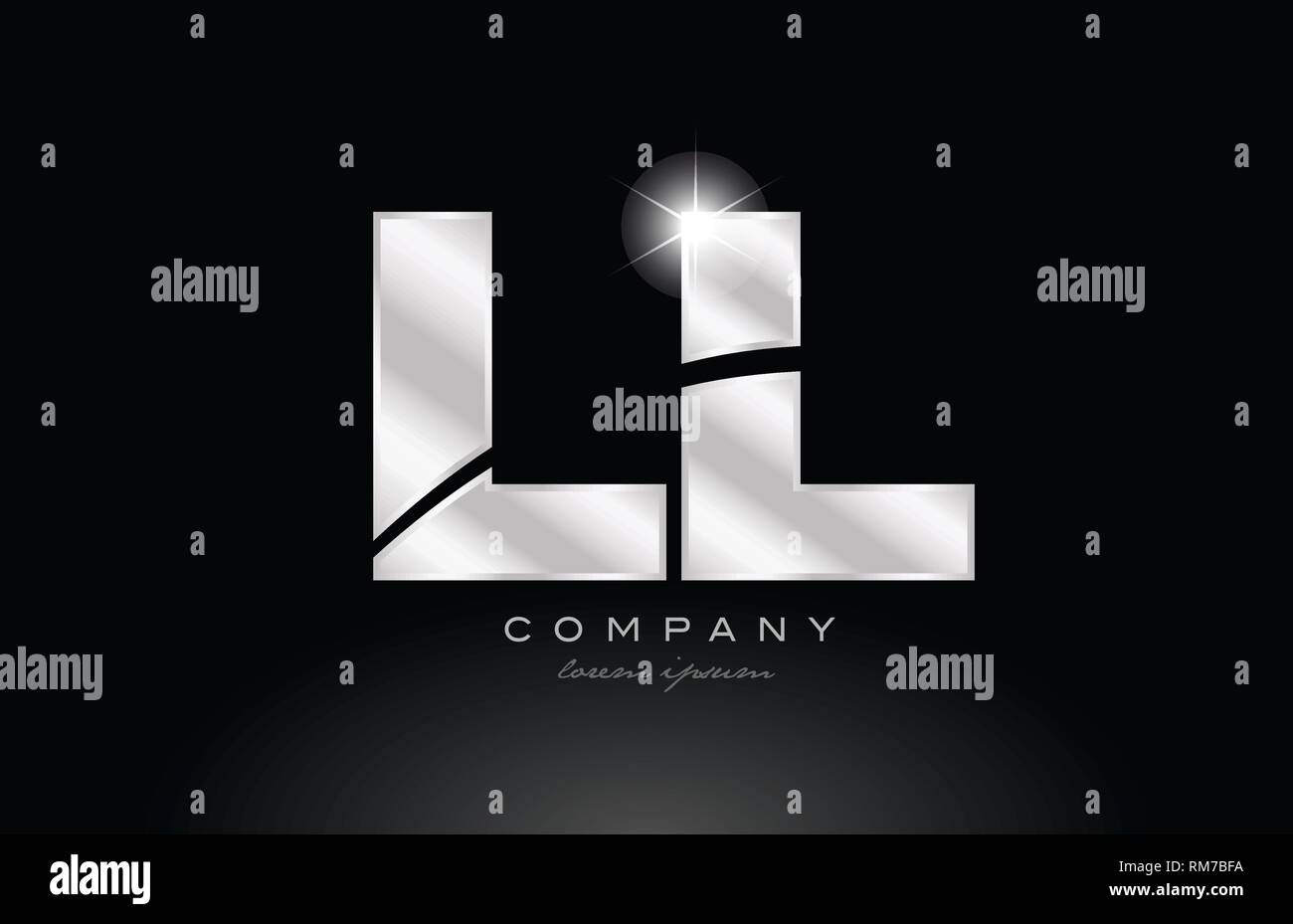 silver letter ll l l metal combination alphabet logo icon design with ...