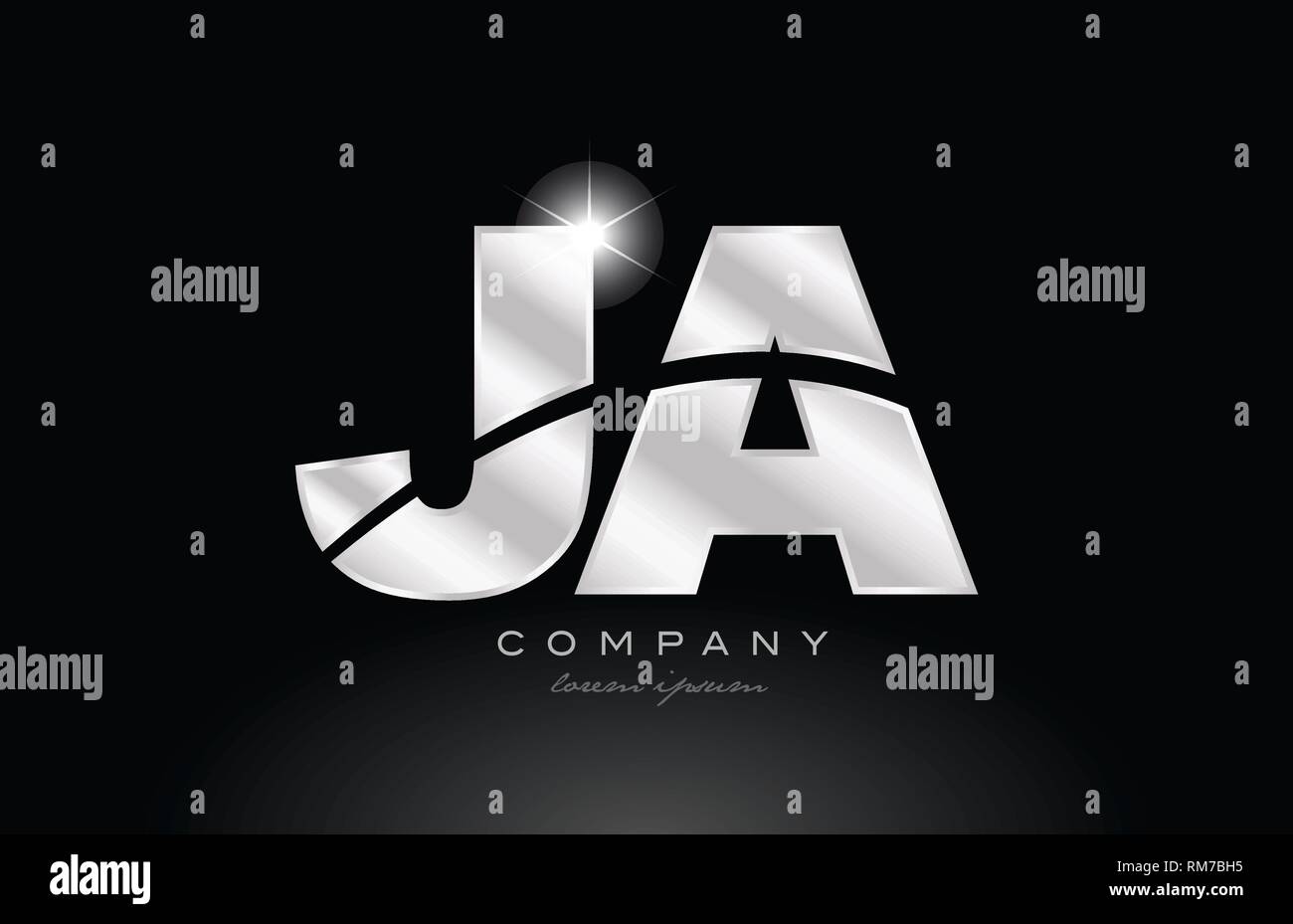silver letter ja j a metal combination alphabet logo icon design with ...