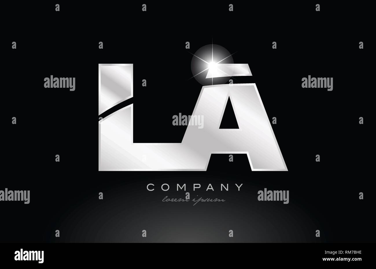 silver letter la l a metal combination alphabet logo icon design with ...