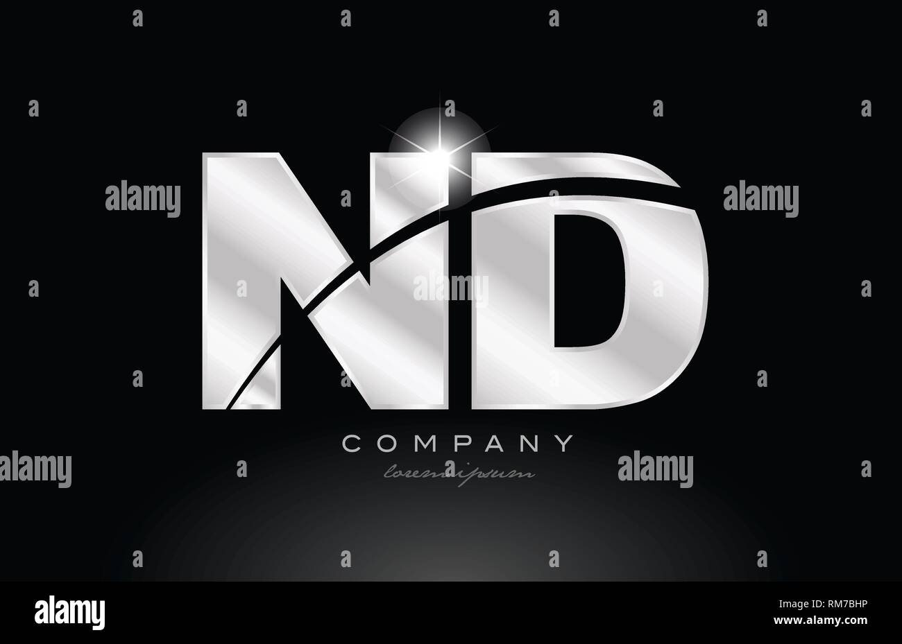 silver letter nd n d metal combination alphabet logo icon design with ...