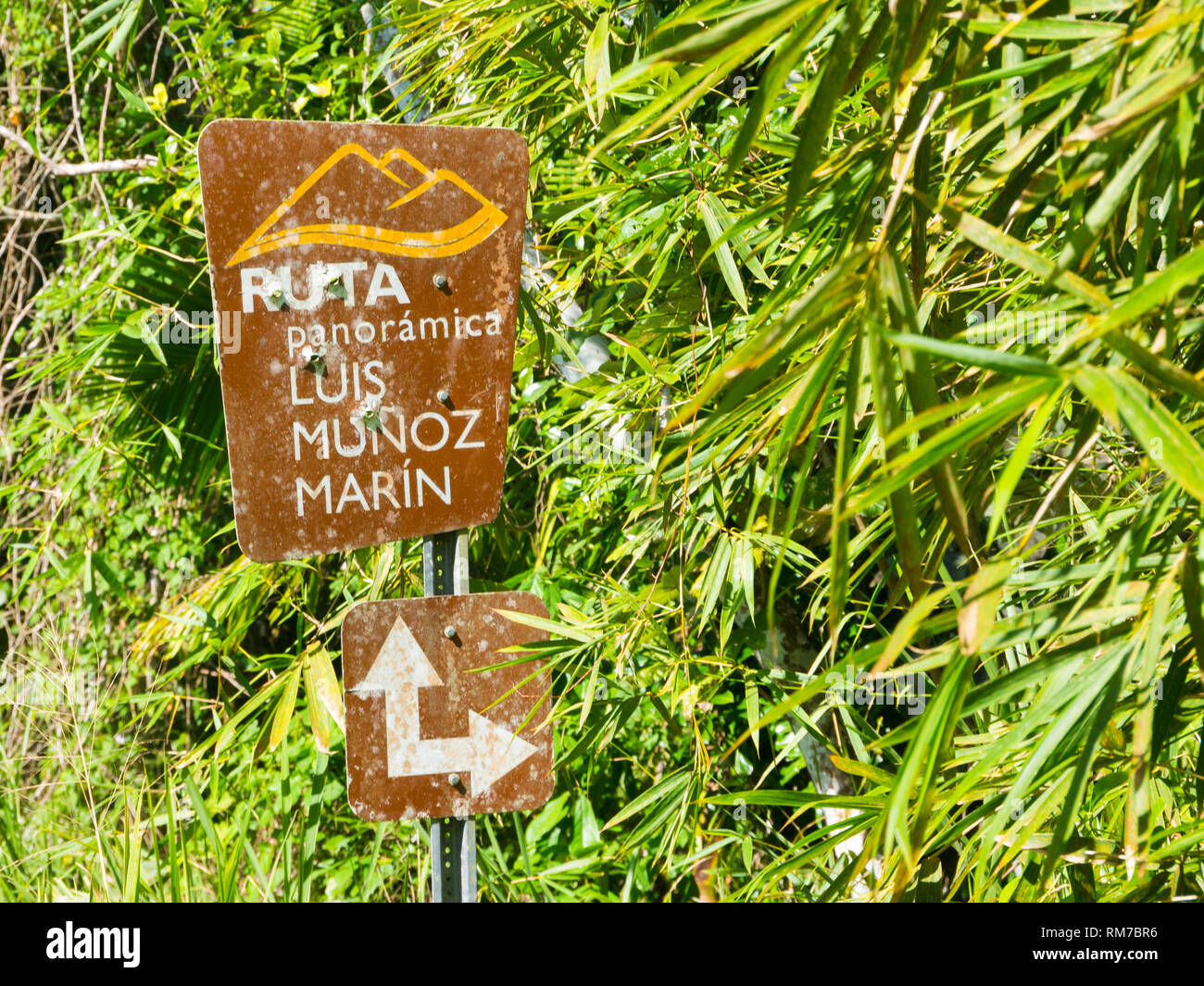 Ruta panoramica road sign in Puerto Rico. USA. this road is little used ...
