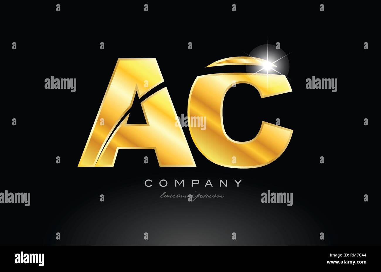 combination letter ac a c gold golden alphabet logo icon design with ...
