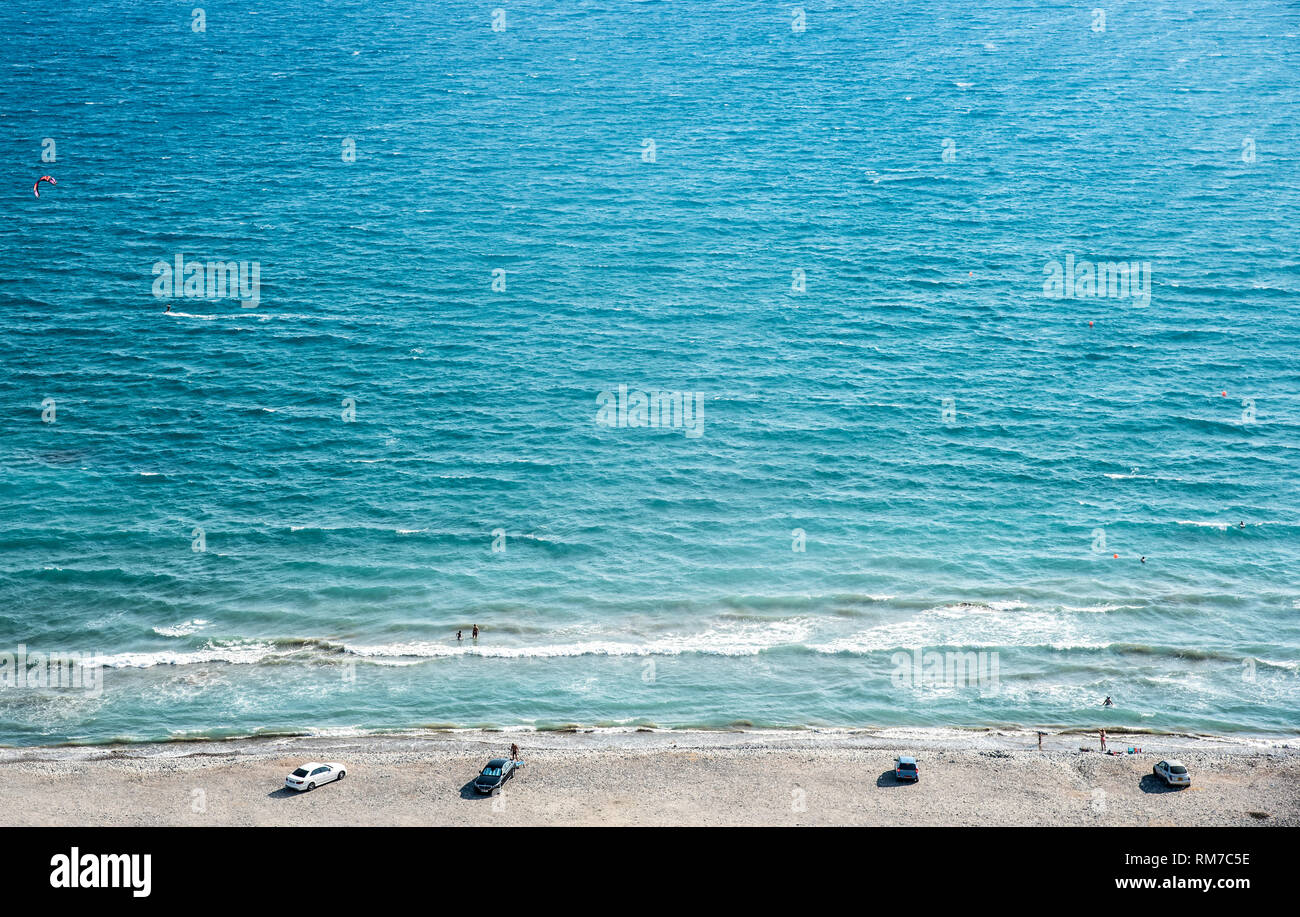 The famous idyllic and beautiful beach of Episkopi at Limassol area in ...