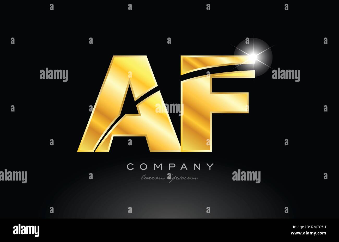 combination letter af a f gold golden alphabet logo icon design with ...