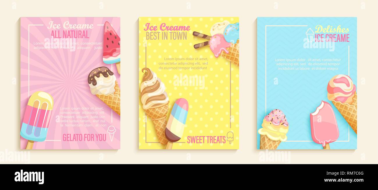 Set of sweet ice cream shops flyers Stock Vector Image & Art - Alamy