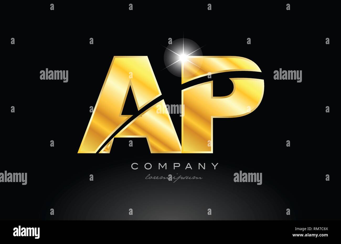 combination letter ap a p gold golden alphabet logo icon design with ...