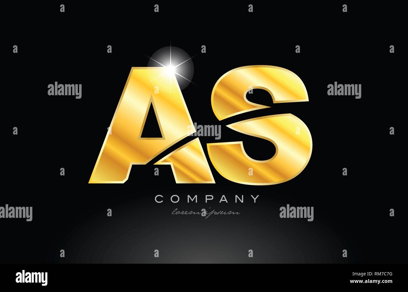 combination letter as a s gold golden alphabet logo icon design with ...