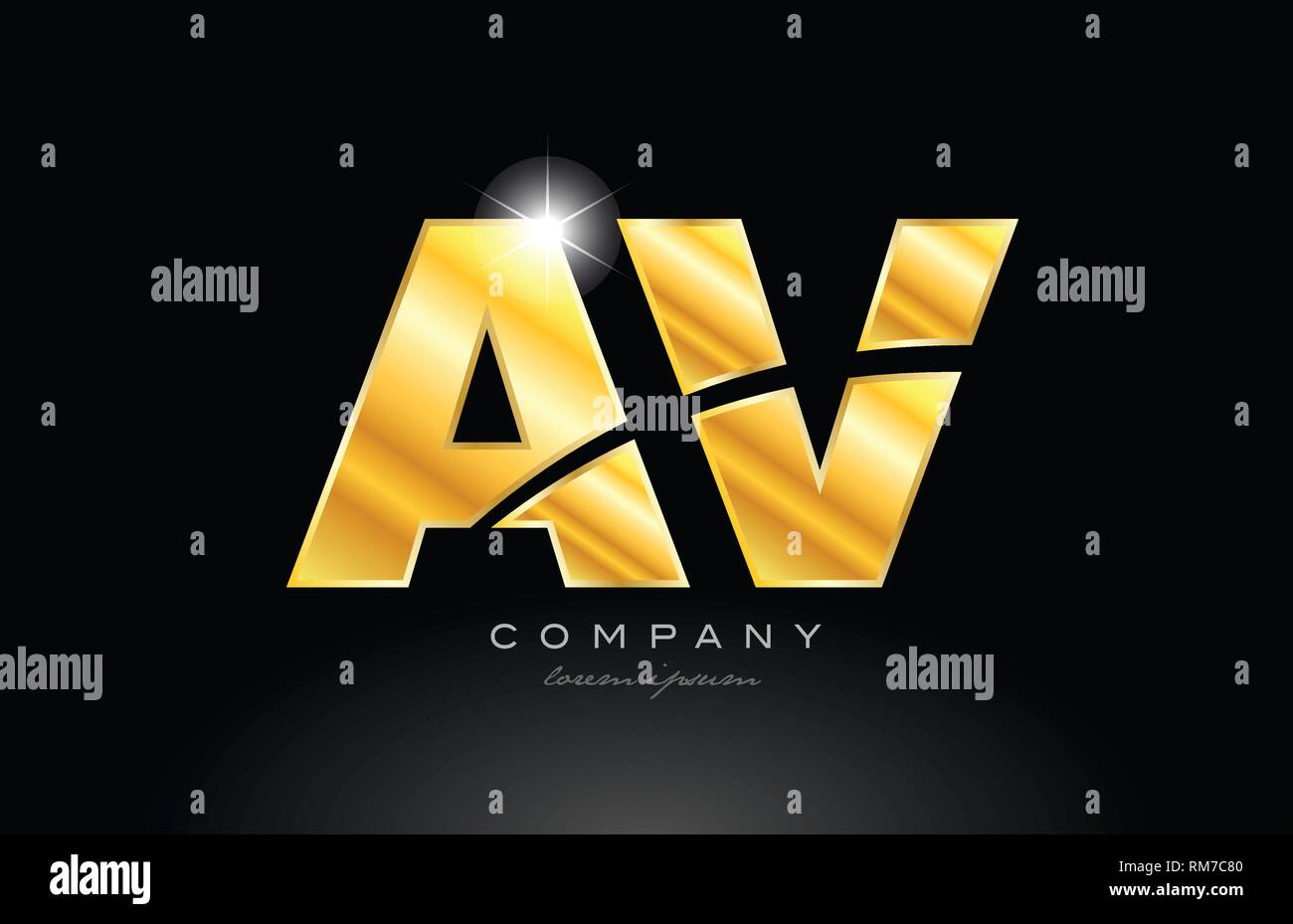 combination letter av a v gold golden alphabet logo icon design with ...