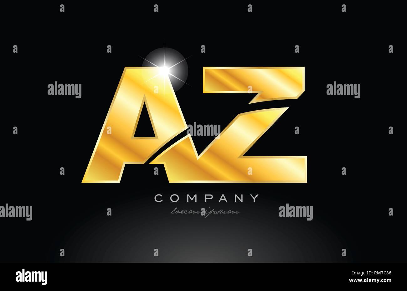 combination letter az a z gold golden alphabet logo icon design with ...