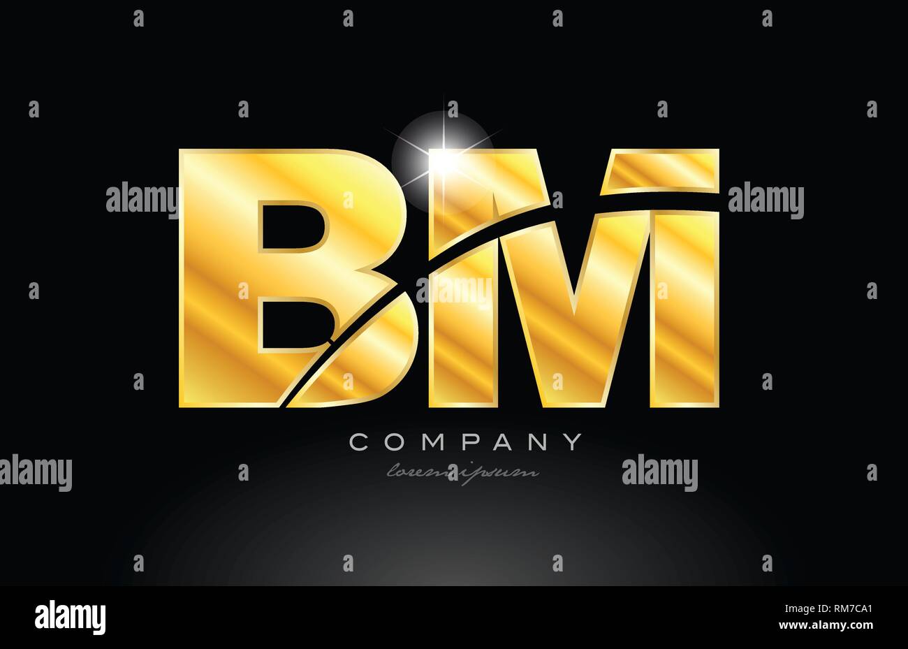 combination letter bm b m gold golden alphabet logo icon design with ...