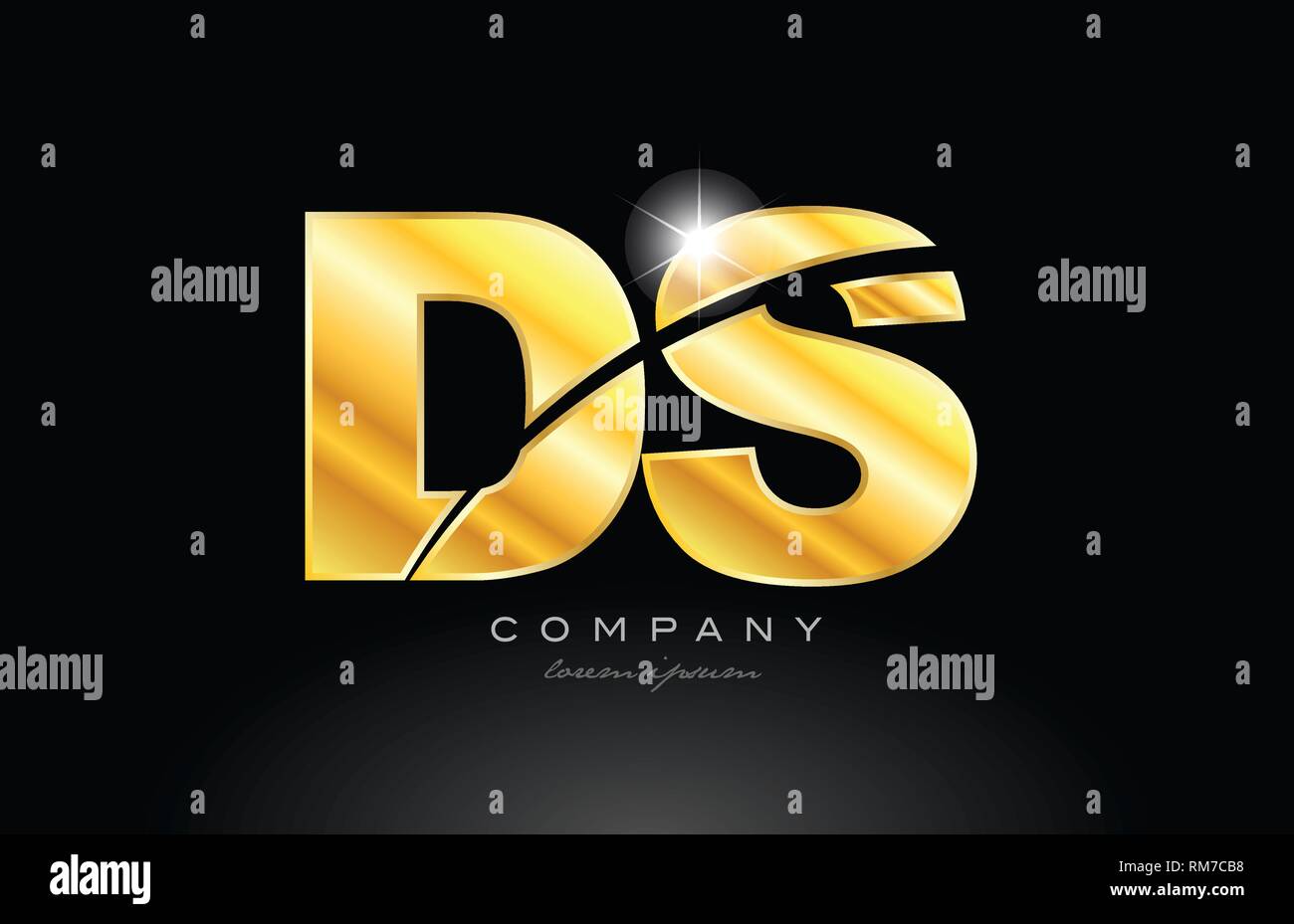 combination letter ds d s gold golden alphabet logo icon design with ...