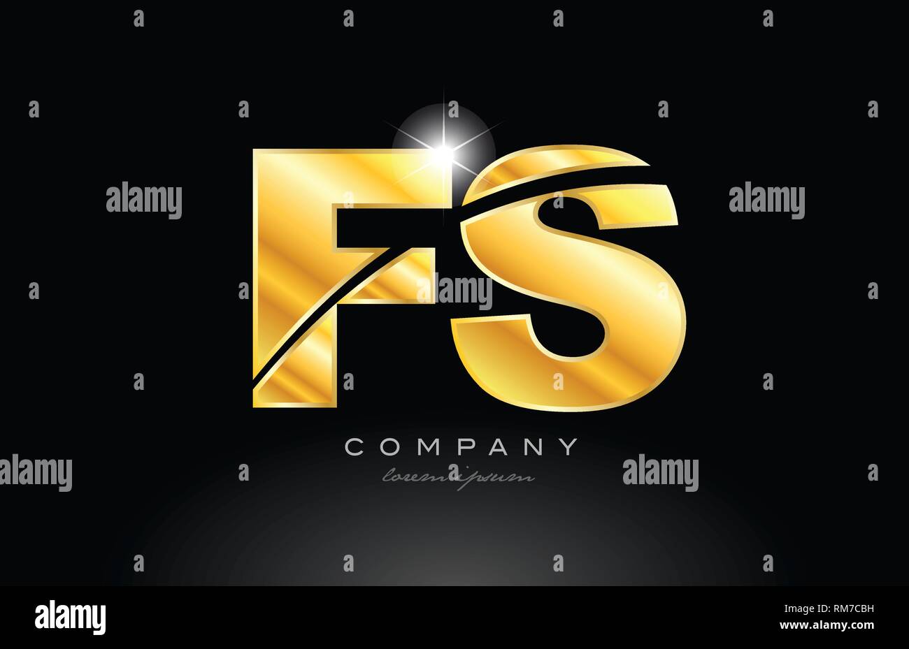 combination letter fs f s gold golden alphabet logo icon design with ...