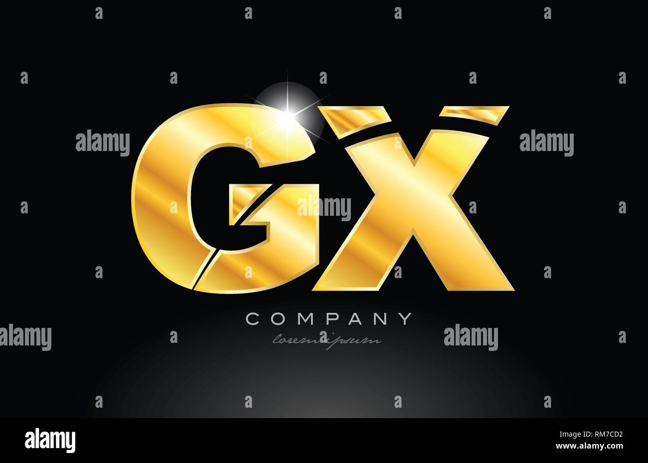 combination letter gx g x gold golden alphabet logo icon design with ...