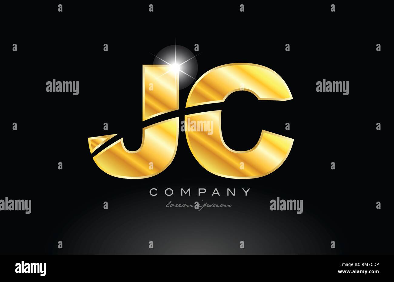 combination letter jc j c gold golden alphabet logo icon design with ...