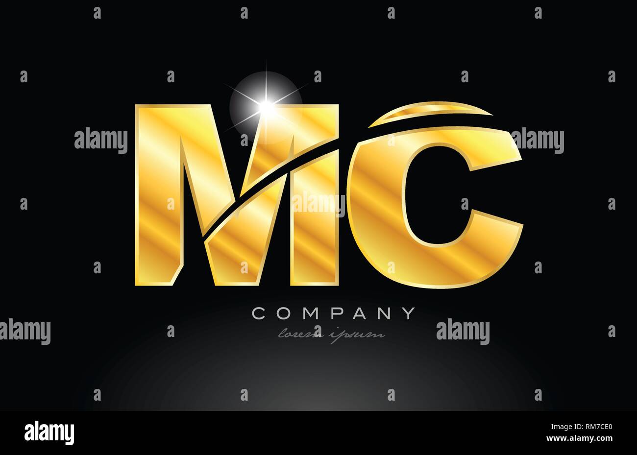 combination letter mc m c gold golden alphabet logo icon design with ...