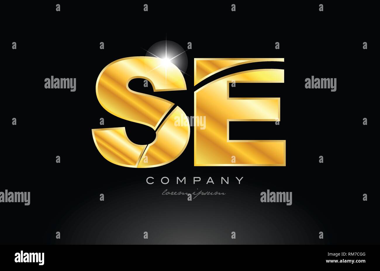 combination letter se s e gold golden alphabet logo icon design with ...