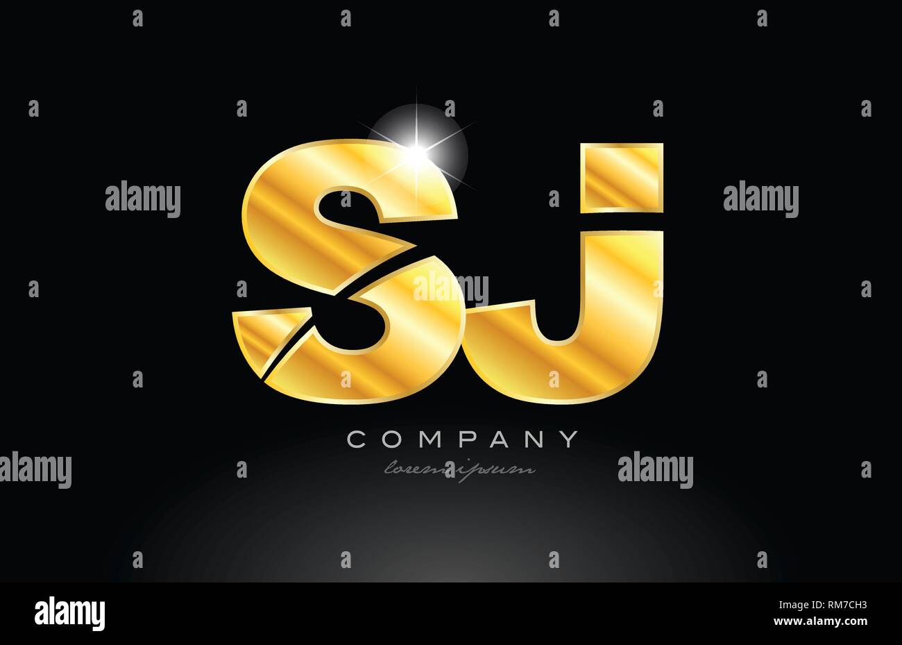 combination letter sj s j gold golden alphabet logo icon design with ...