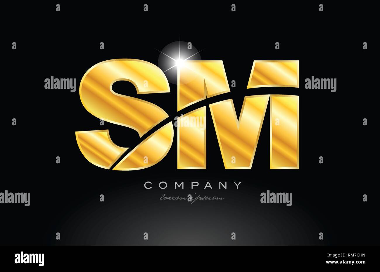 combination letter sm s m gold golden alphabet logo icon design with ...