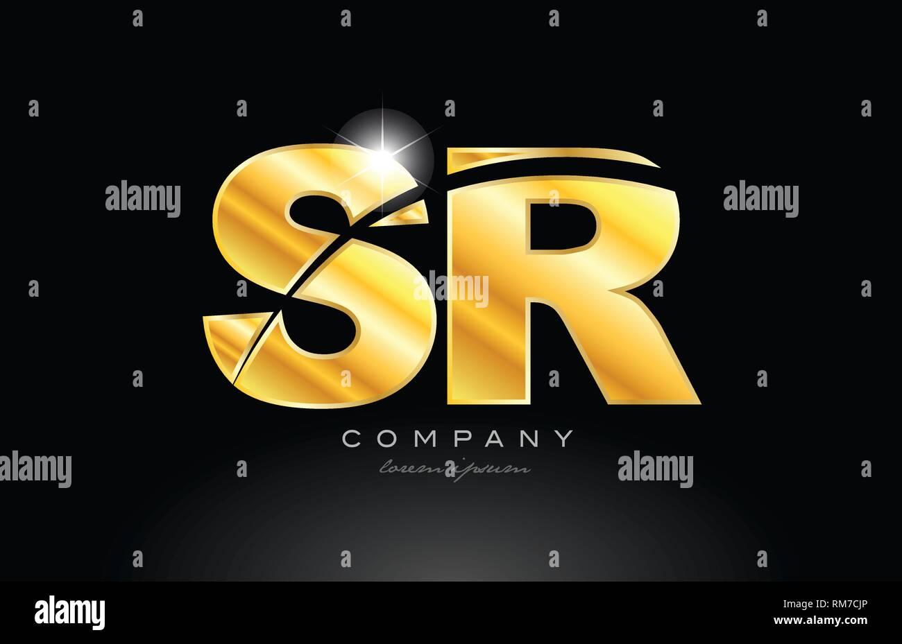 combination letter sr s r gold golden alphabet logo icon design with ...