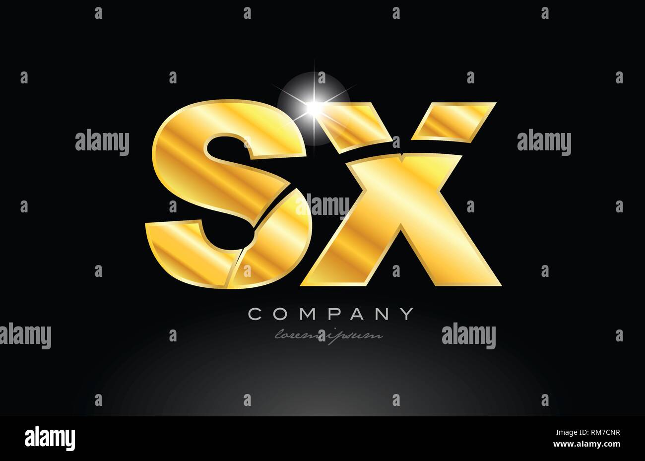 combination letter sx s x gold golden alphabet logo icon design with ...