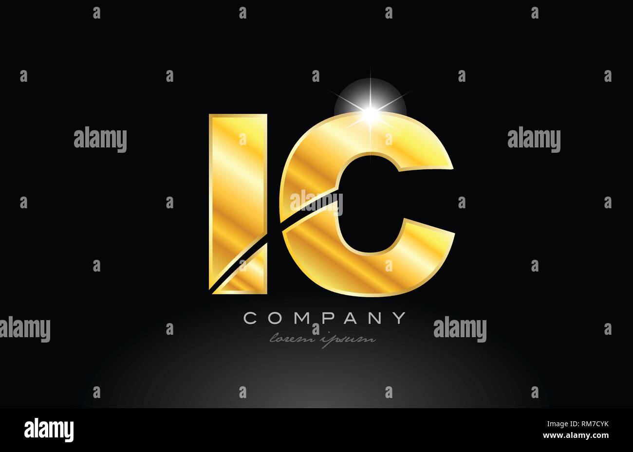 combination letter ic i c gold golden alphabet logo icon design with ...