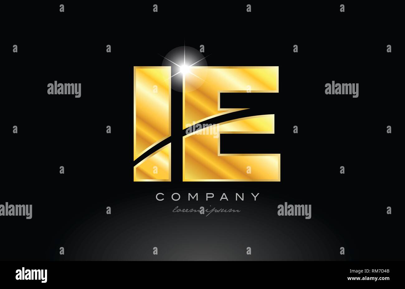 combination letter ie i e gold golden alphabet logo icon design with ...