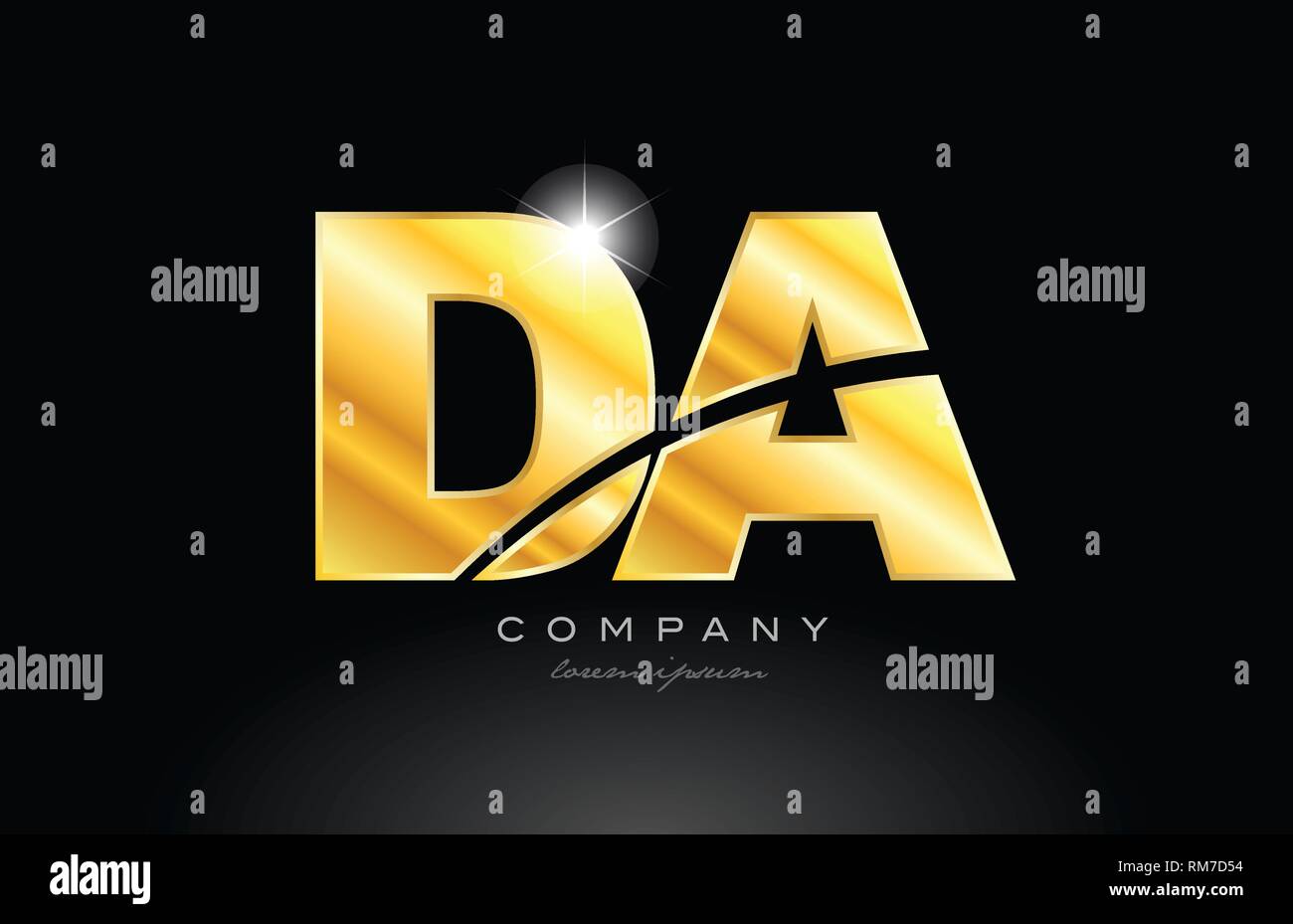 combination letter da d a gold golden alphabet logo icon design with ...