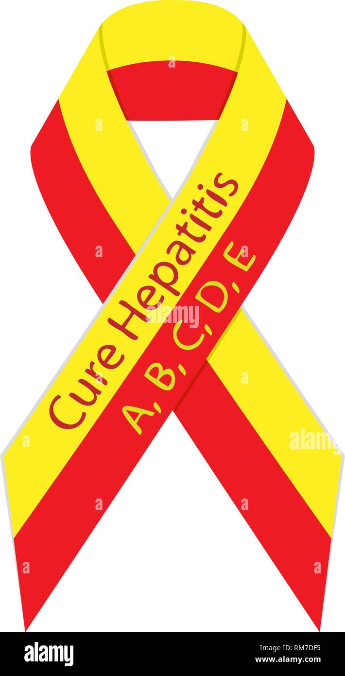 Cure Hepatitis ribbon awareness vector illustration isolated on a white ...