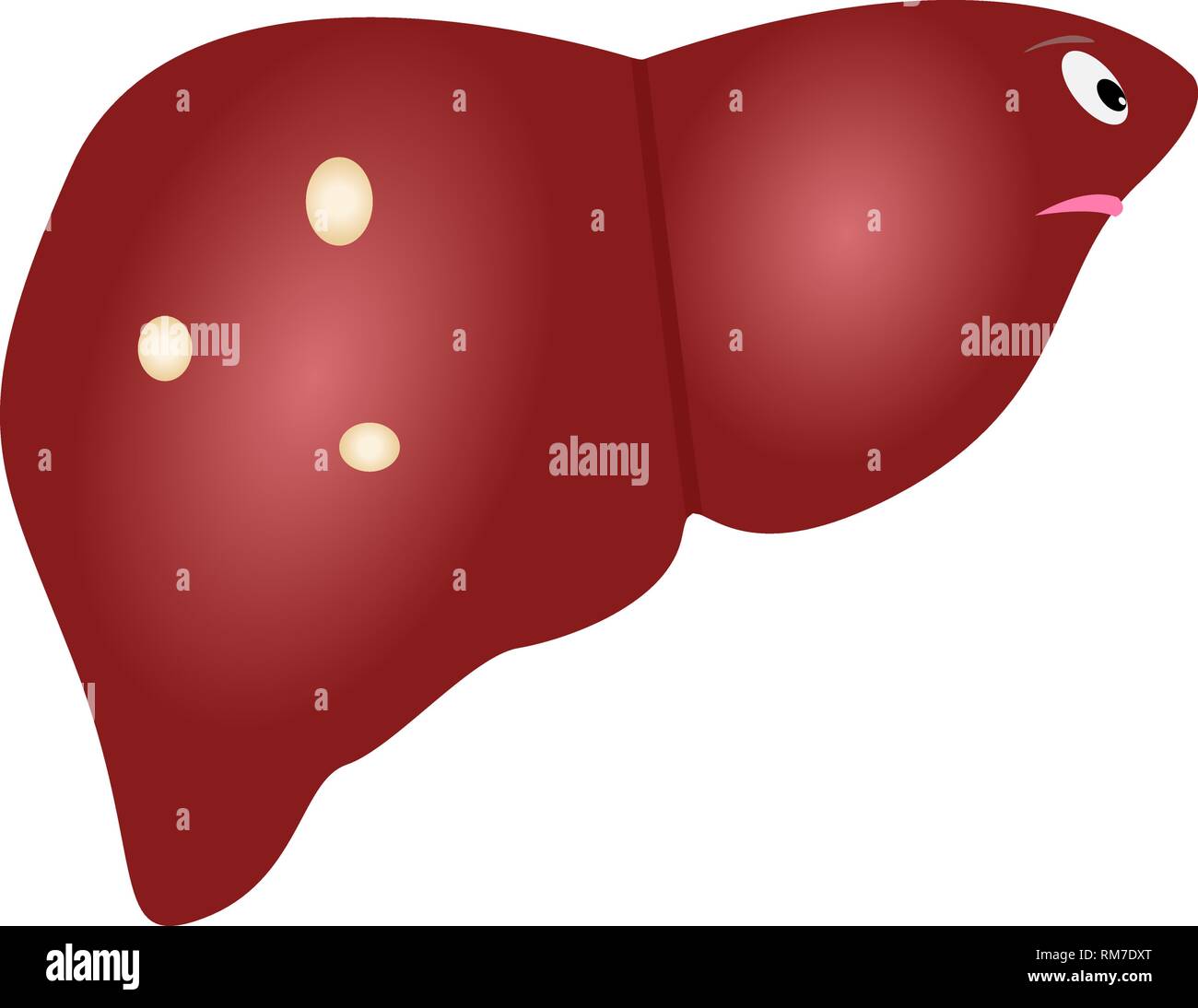 Cute unhealthy liver with cysts icon made in cartoon style. Medical ...
