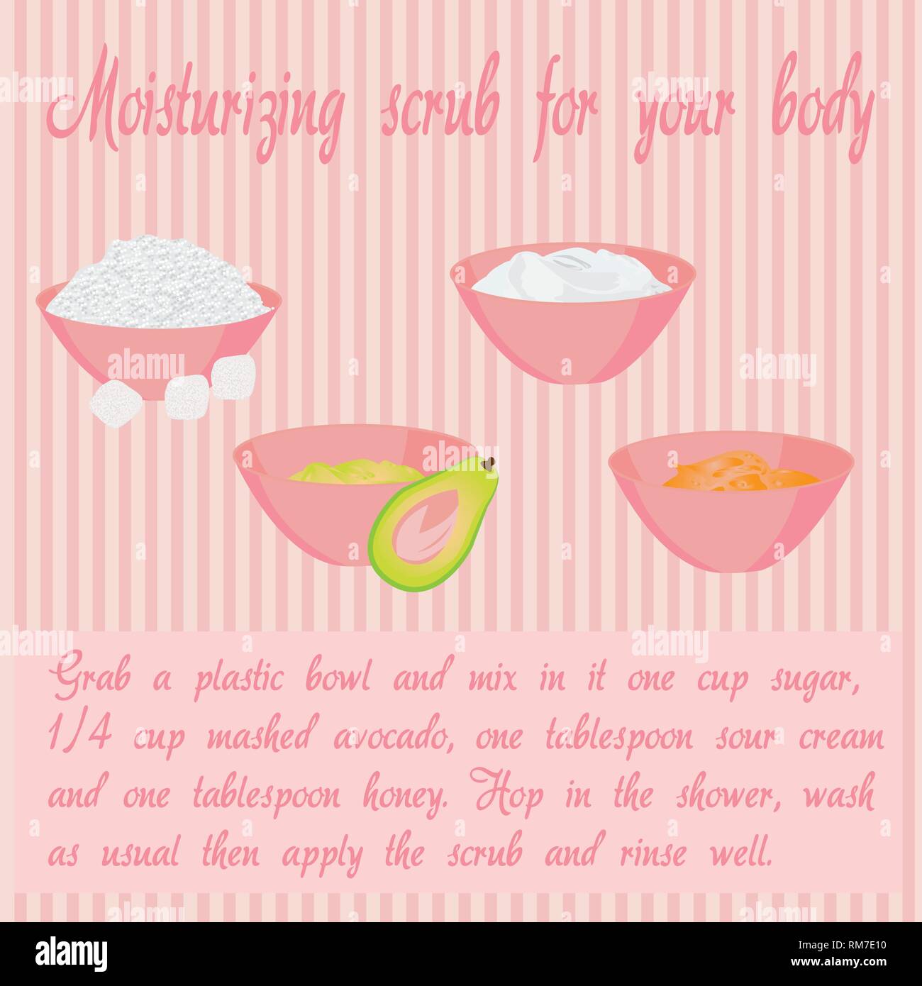 recipe of moisturising body scrub vector illustration Stock Vector ...