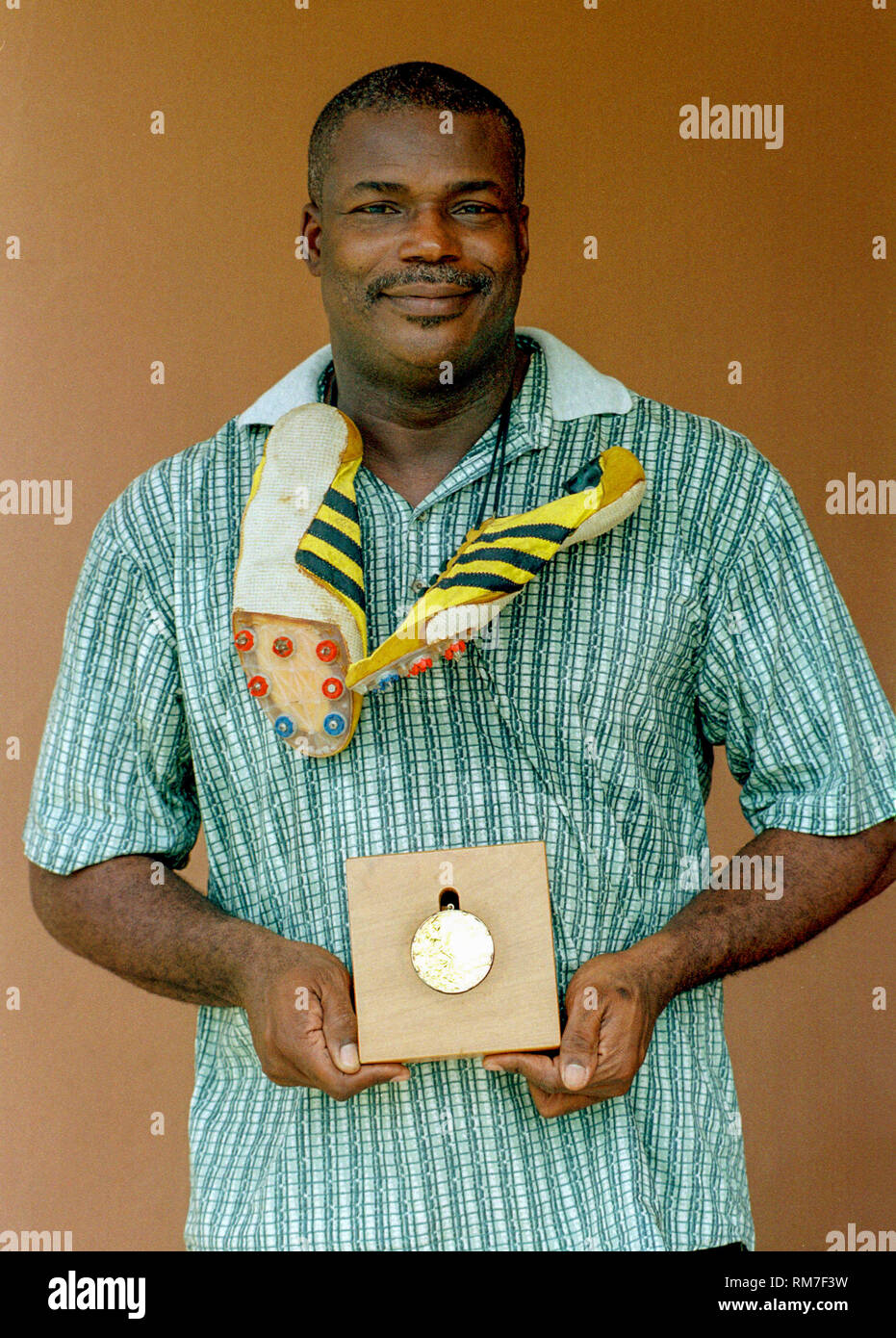 Port of Spain Trinidad 5.8.1999, Hasely Crawford (TRI), winner of the ...