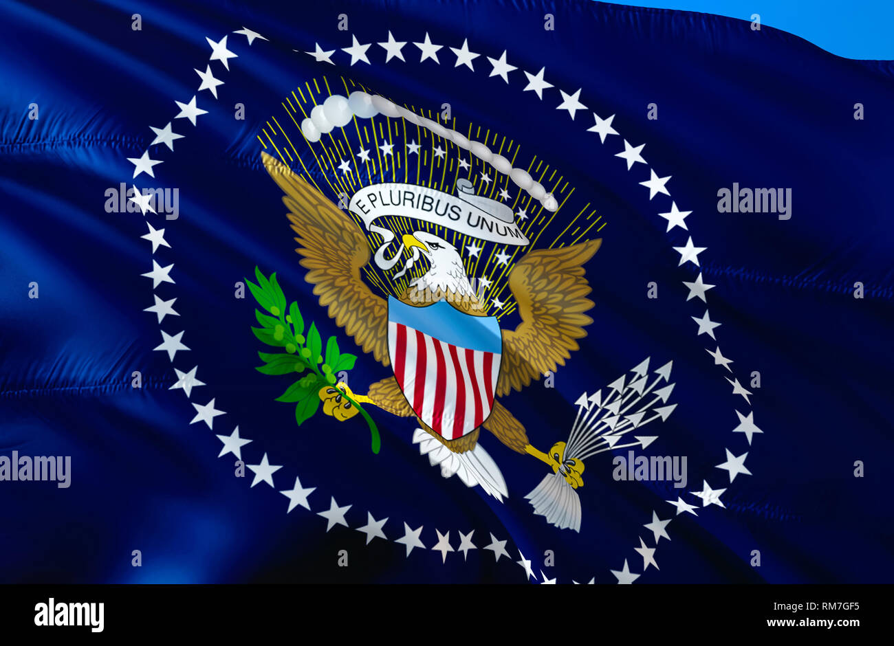 President of the United States flag. 3D Waving flag design. The ...