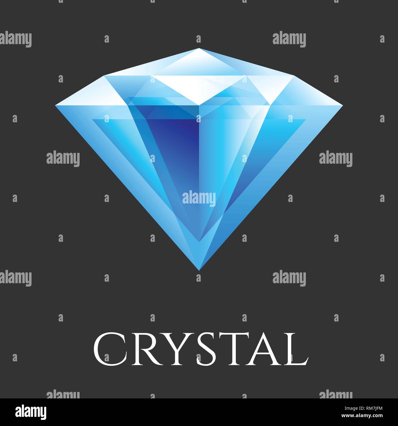 Vector illustration of blue shine triangle crystal isolated. Diamond ...